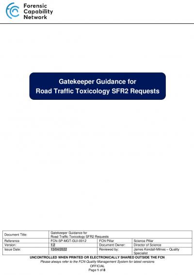 Gatekeeper Guidance for RT-Toxicology SFR2 Requests v1.2 | FCN
